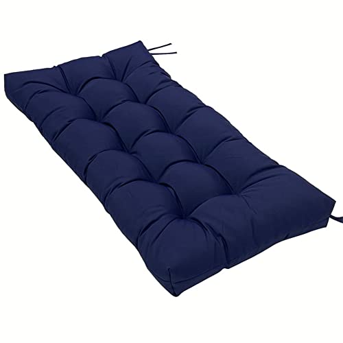 BOOMSHY 51"x20" Indoor/Outdoor Bench Cushion Cotton Garden Furniture Seat Cushion,Patio Wicker Seat Cushions with Ties for Lounger Garden Furniture Patio Lounger Bench (Navy Blue)