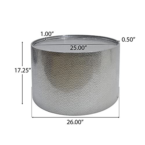 Christopher Knight Home Rache Modern Round Coffee Table with Hammered Iron, Silver, 26. 00” L x 26. 00” W x 17. 25” H