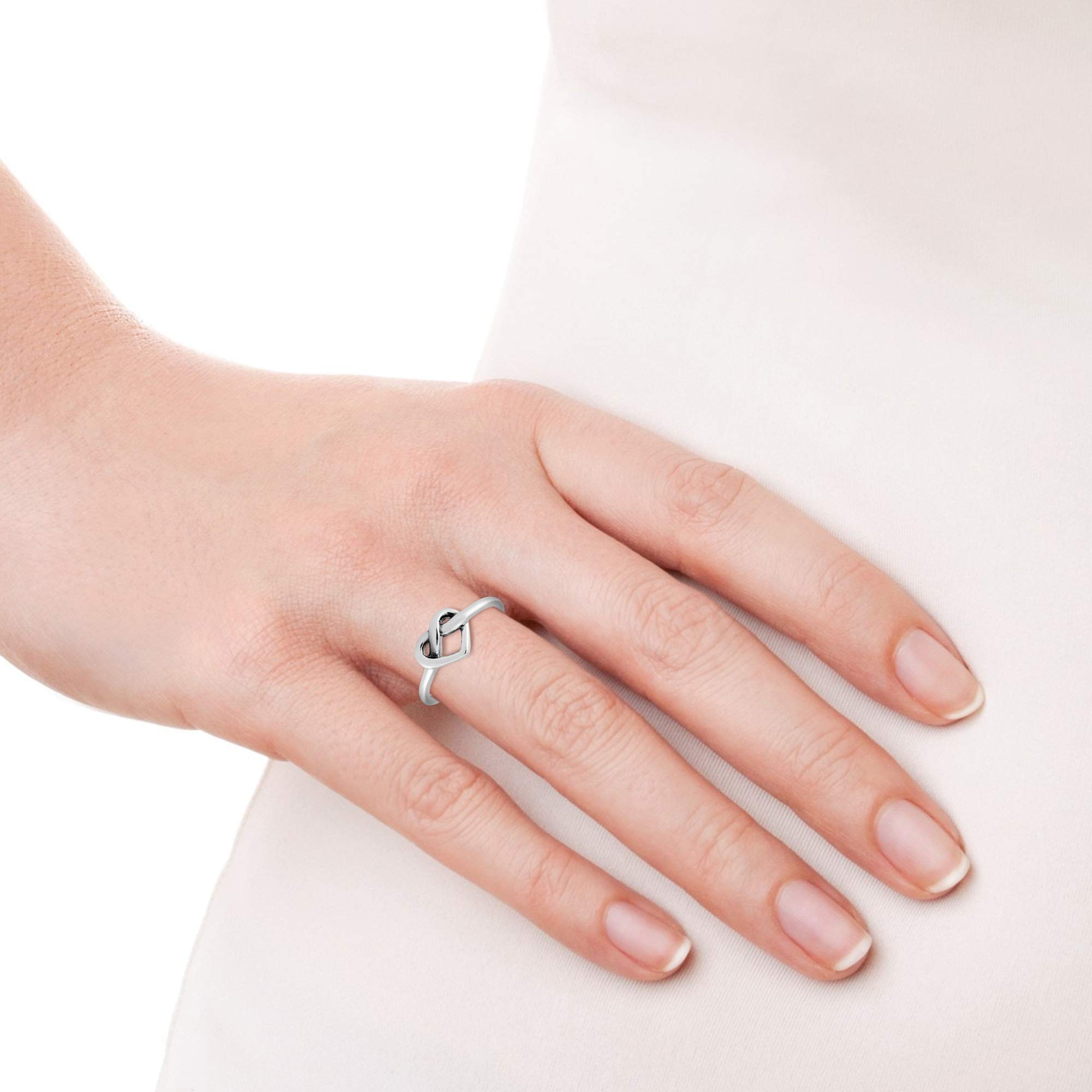 AeraVida Romance Inspired Forever Love Infinity Knot Heart Shaped .925 Sterling Silver Cute and Casual Ring Size 9