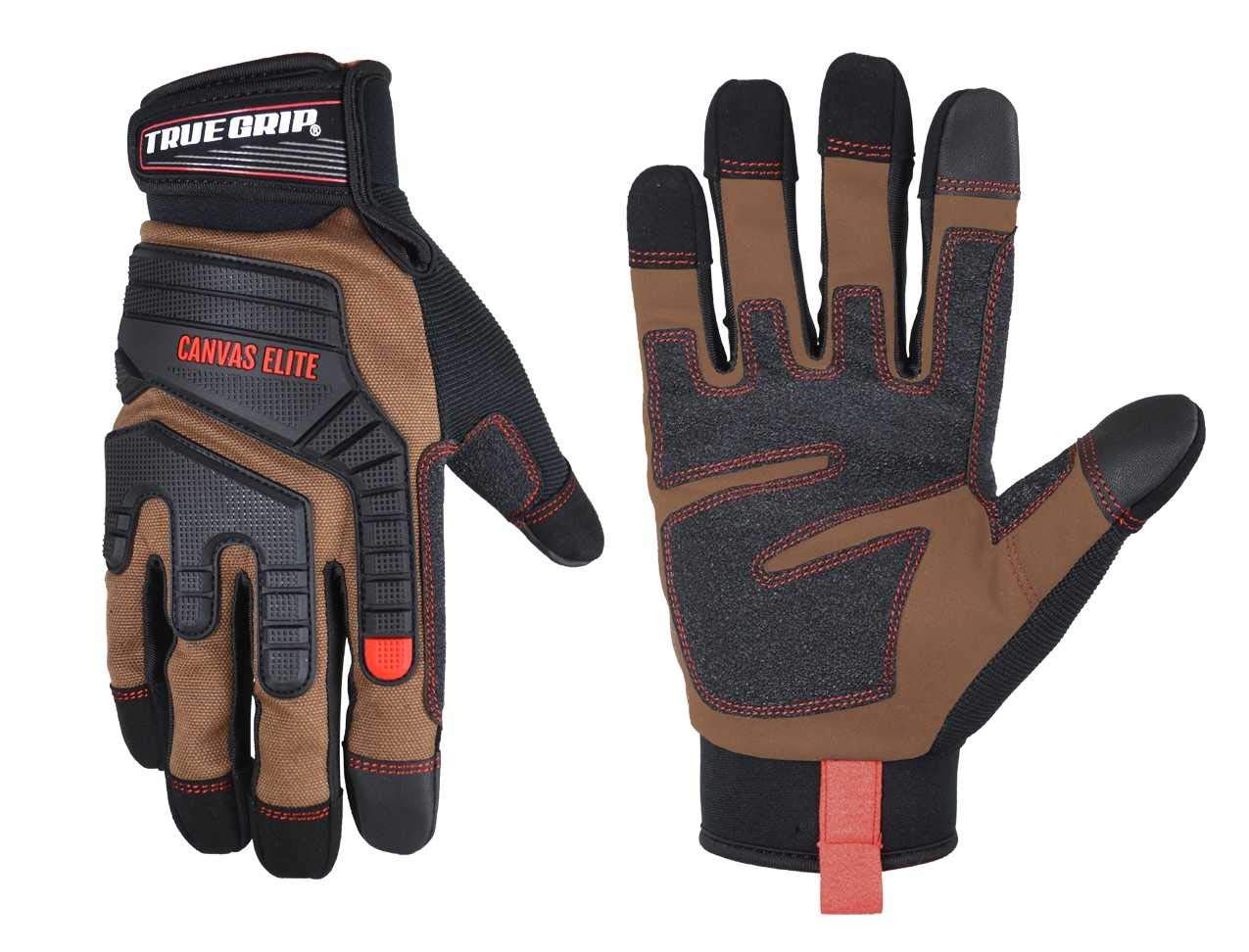 True Grip Men's Duck Canvas Elite Work Gloves Touchscreen , Natural, Large Pack of 1 US