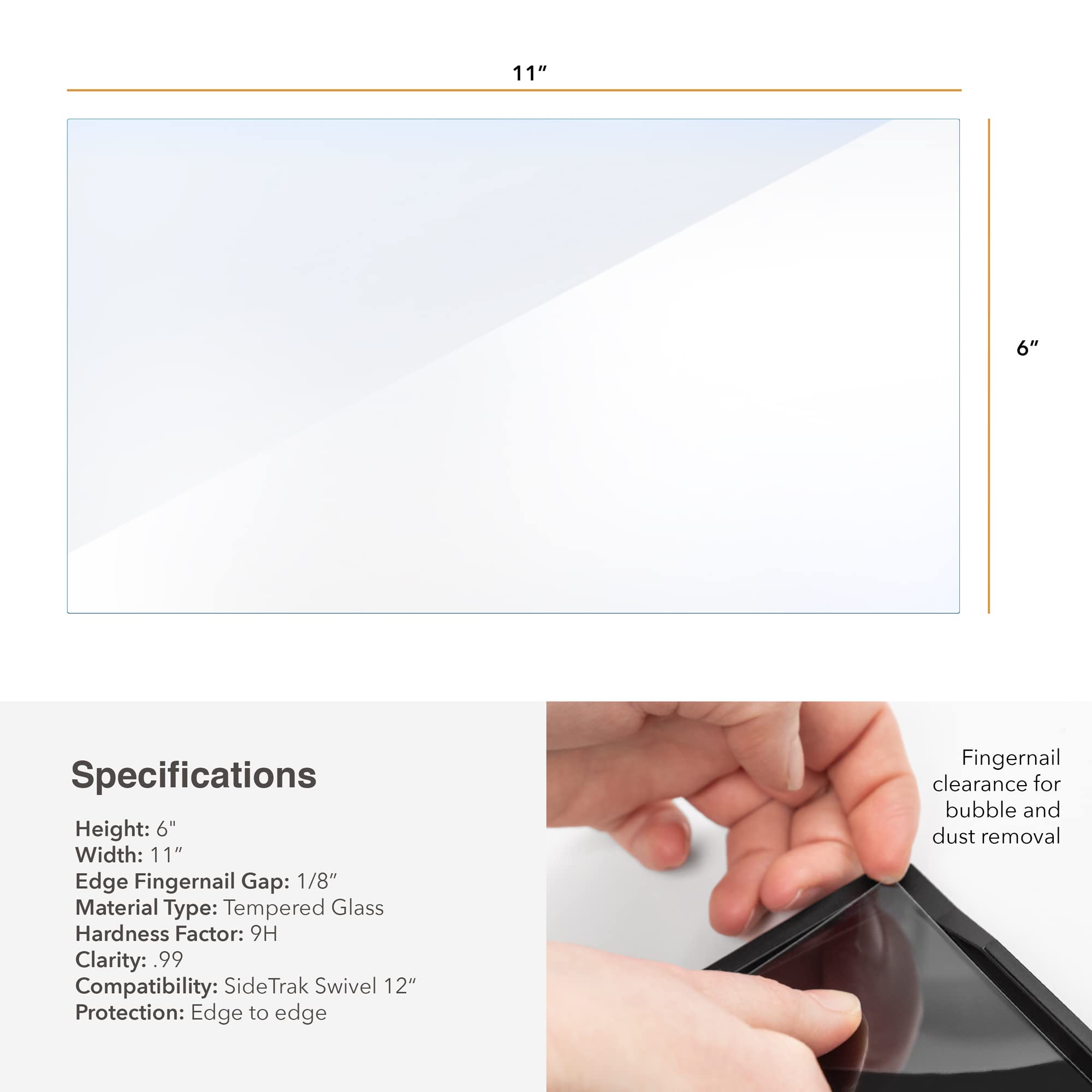 SideTrak Monitor Screen Protector | Fits 12.5” Screens| Compatible Slide & Swivel Portable Monitors | Scratch-Proof & Impact Resistant Tempered Glass
