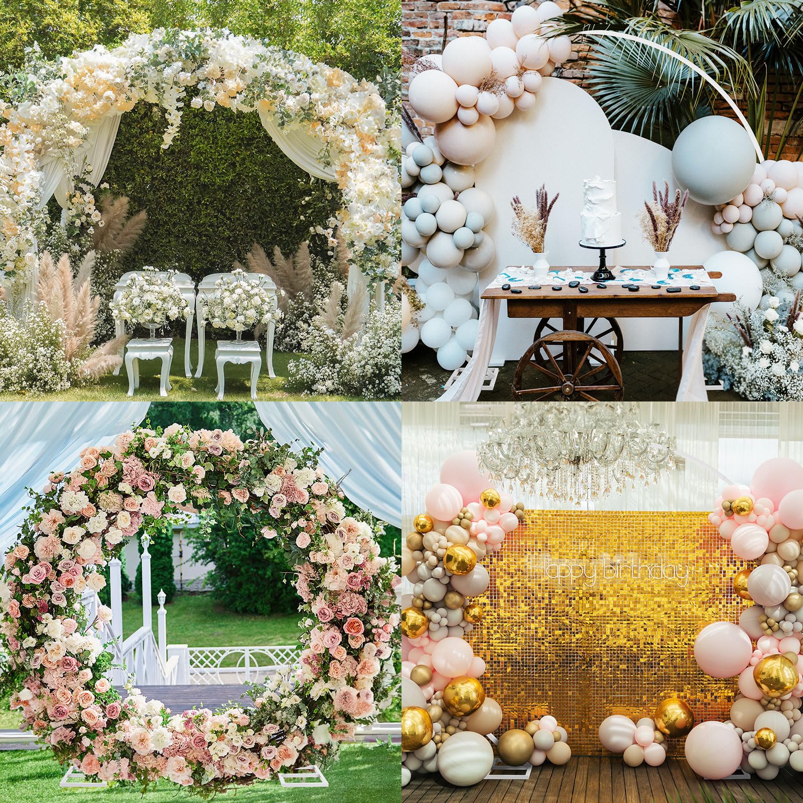 8FT Round Backdrop Stand, Circle Balloon Arch Backdrop Frame, Metal Wedding Arch Stand for Wedding Valentine Ceremony, Birthday Party Baby Shower Christmas Decoration (White)