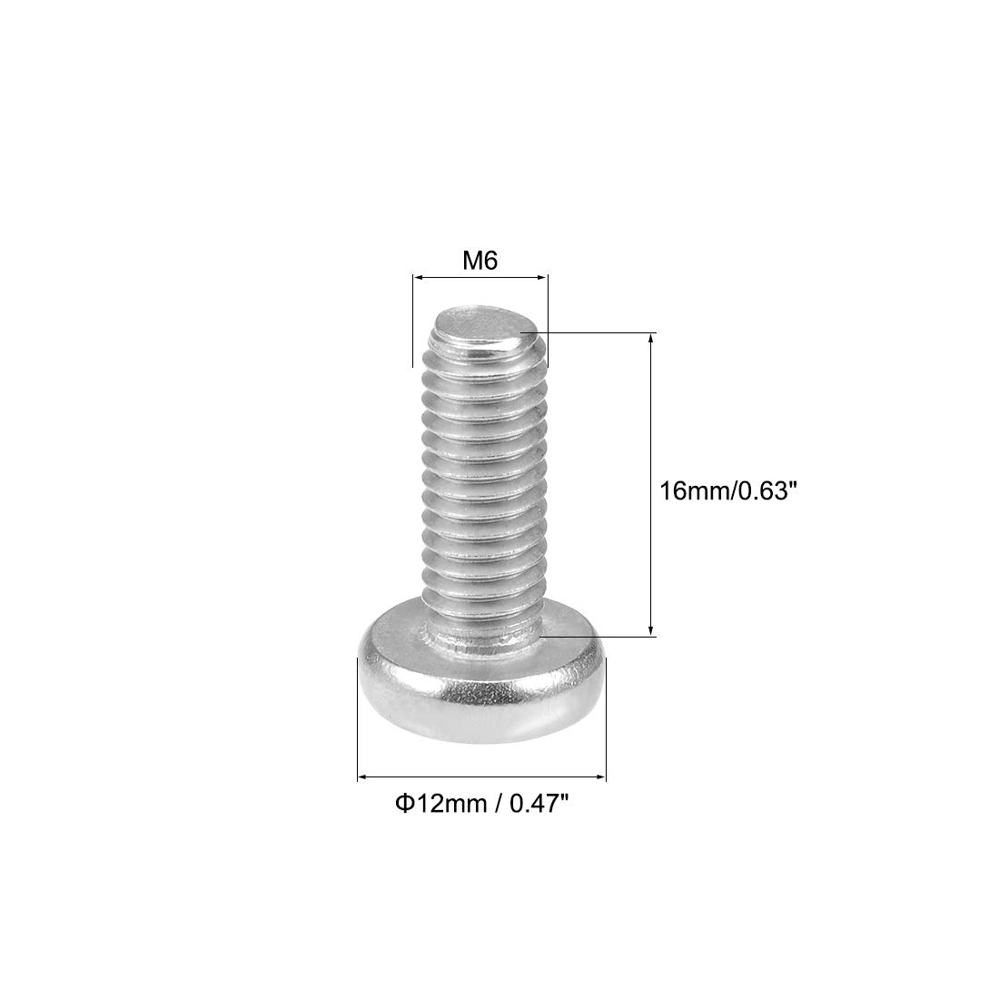 uxcell M6x16mm Machine Screws Pan Phillips Cross Head Screw 304 Stainless Steel Fasteners Bolts 30Pcs