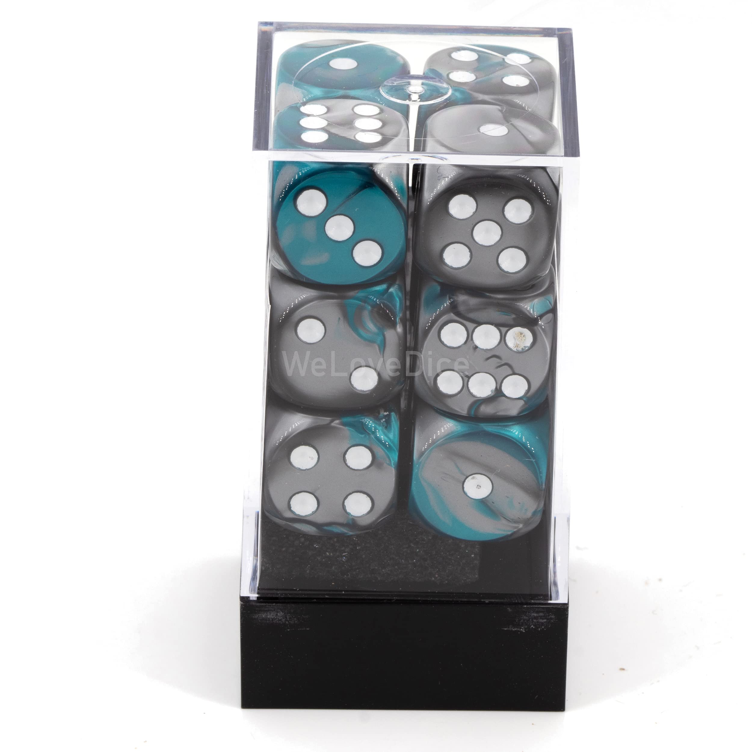 Chessex DND Dice Set D&D Dice-16mm Gemini Steel, Teal, and White Plastic Polyhedral Dice Set-Dungeons and Dragons Dice Includes 12 Dice β D6 (CHX26656)