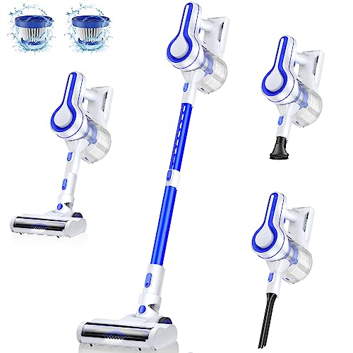 EICOBOT Cordless Vacuum Cleaner, 23Kpa Powerful Suction Lightweight Stick Vacuum Cleaner with Detachable Battery Up to 35 Mins Runtime,6 in 1 Handheld Vacuum for Hard Floor Carpet Pet Hair Sea Blue
