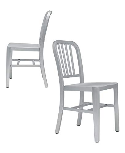Laura Davidson Furniture Set of 2 Bryant Side Chairs for Dining & Office- Commercial Grade and Lightweight with Arm Rest, Made of Aluminum, Aluminum