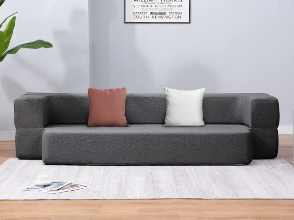 BALUS 8.6 Inch Folding Sofa Bed Couch,Twin Size Floor Sofa Bed Foldable, Memory Foam Futon Couch,Fold Out Sofa Bed Convertible Sleeper Sofa Bed for Living Room/Bedroom/Guest Room/Office