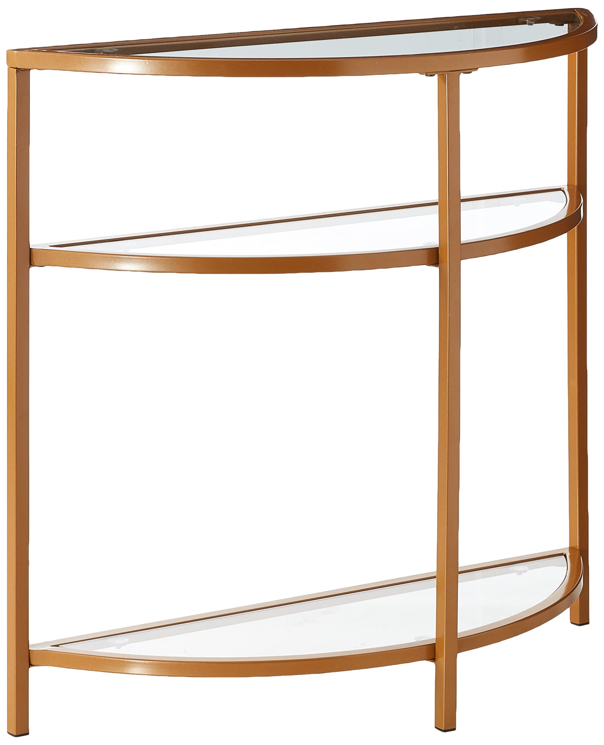 HomePop Home Decor | Kaufmann Collection Modern Glass Half Moon Accent Table | Accent Table for Display & Storage for Entry Way & Living Room (Gold)