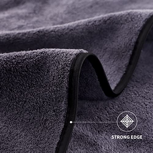Cosy Family Microfiber 4 Pack Bath Towel Set, Lightweight and Quick Drying, Ultra Soft Highly Absorbent Towels for Bathroom, Gym, Hotel, Beach and Spa (Dark Grey)