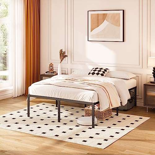 Besebay California King Bed Frame 14 Inch Heavy Duty Metal Frames with Steel Slats Support Ample Storage No Box Spring Needed, Easy Assembly, Noise Free, Black