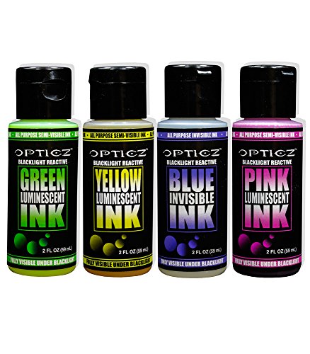 Opticz UV Blacklight Reactive Luminescent 2 oz. Inks - 4 Pack