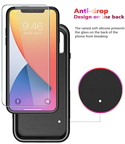 Diverbox for iPhone 11 Case [Shockproof] [Dropproof] [Tempered Glass Screen Protector],Heavy Duty Protection Phone Case Cover for Apple iPhone 11 (Black-3in1)