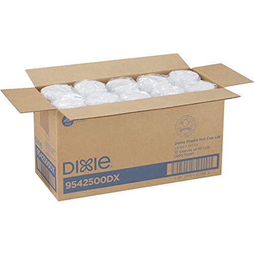 Dixie 10-20 oz. Dome Hot Coffee Cup Lid by GP PRO (Georgia-Pacific) White 9542500DX 500 Count (10 sleeves of 50 lids)