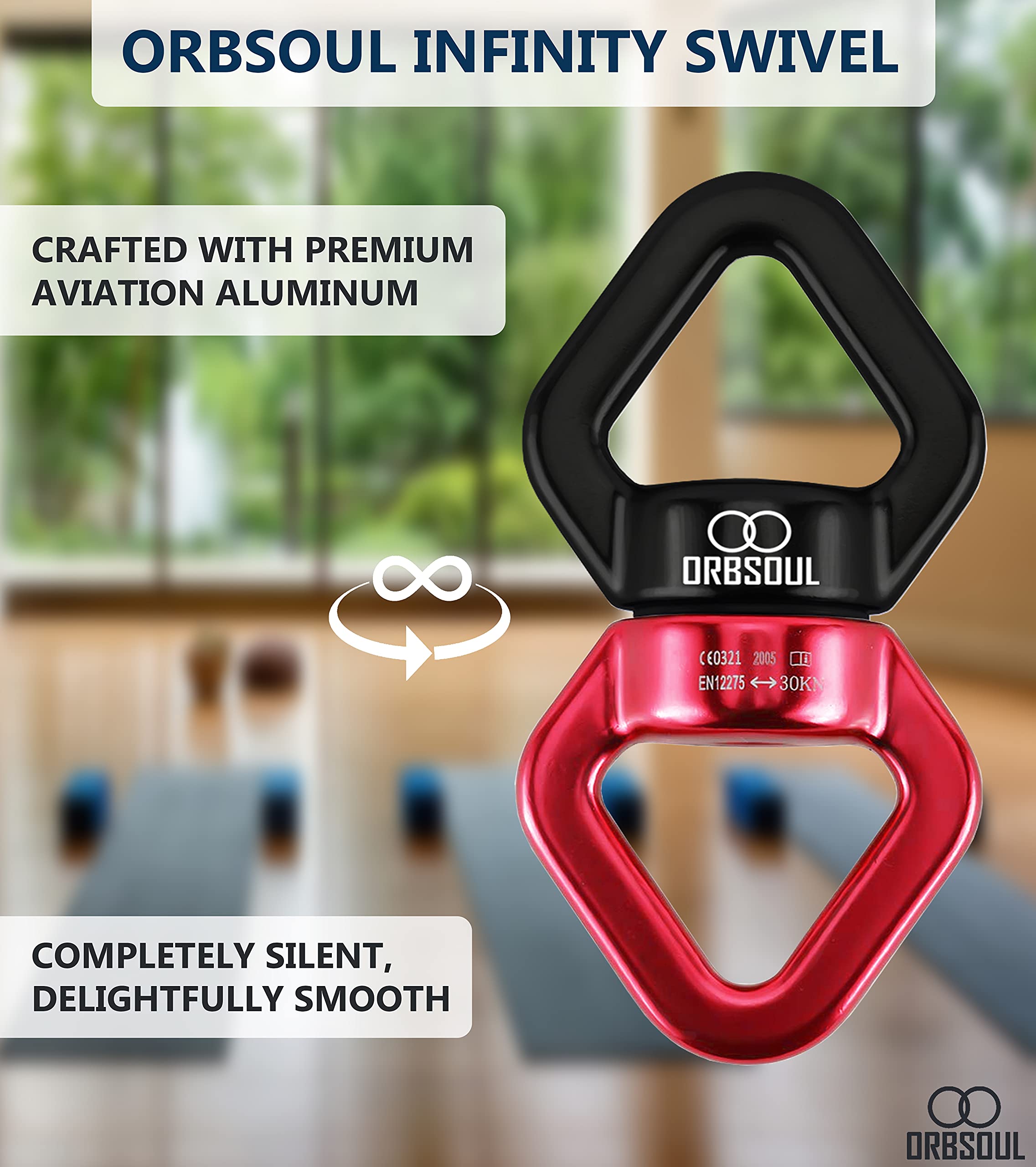Aerial Silks Hardware (Certified Set) Includes Rescue Figure 8 Descender, Infinity Swivel, and 2X Stainless-Steel Carabiners