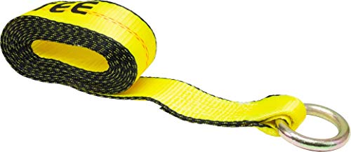 Mytee Products (4 Pack 2" x12' Winch Lasso Strap with O Ring, Yellow - Car Tie Down Tire Straps for Trailers Auto Tow Car Hauler Wheel Net