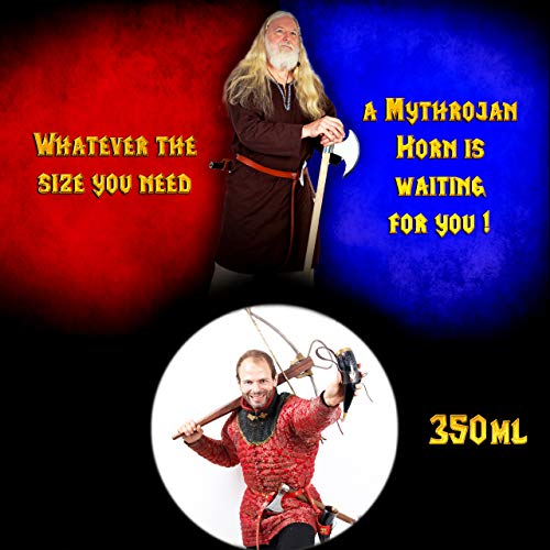 Mythrojan THE BIRD OF PREY Viking Drinking Horn with Brown Leather holder Authentic Medieval Inspired Viking Wine/Mead Mug – Polished Finish