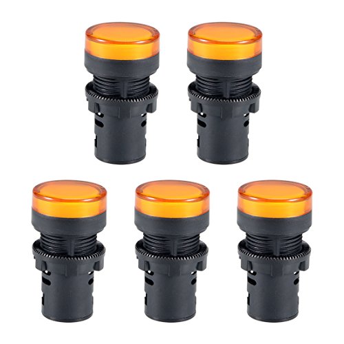 uxcell 5Pcs Yellow Indicator Light AC/DC 24V, 22mm Panel Mount, for Electrical Control Panel, HVAC, DIY Projects