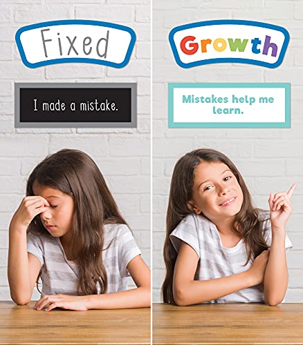 Carson Dellosa 29-Piece Growth Mindset Bulletin Board Set―Motivational Poster, Change Your Words Header, Fixed and Growth Brain With Mindset Phrases, Growth Mindset Bulletin Board Decorations