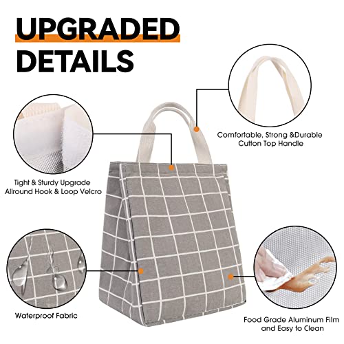 HOMESPON Reusable Lunch Bag Insulated Lunch Box Canvas Fabric with Aluminum Foil, Lunch Tote Handbag for Women,Men,Office