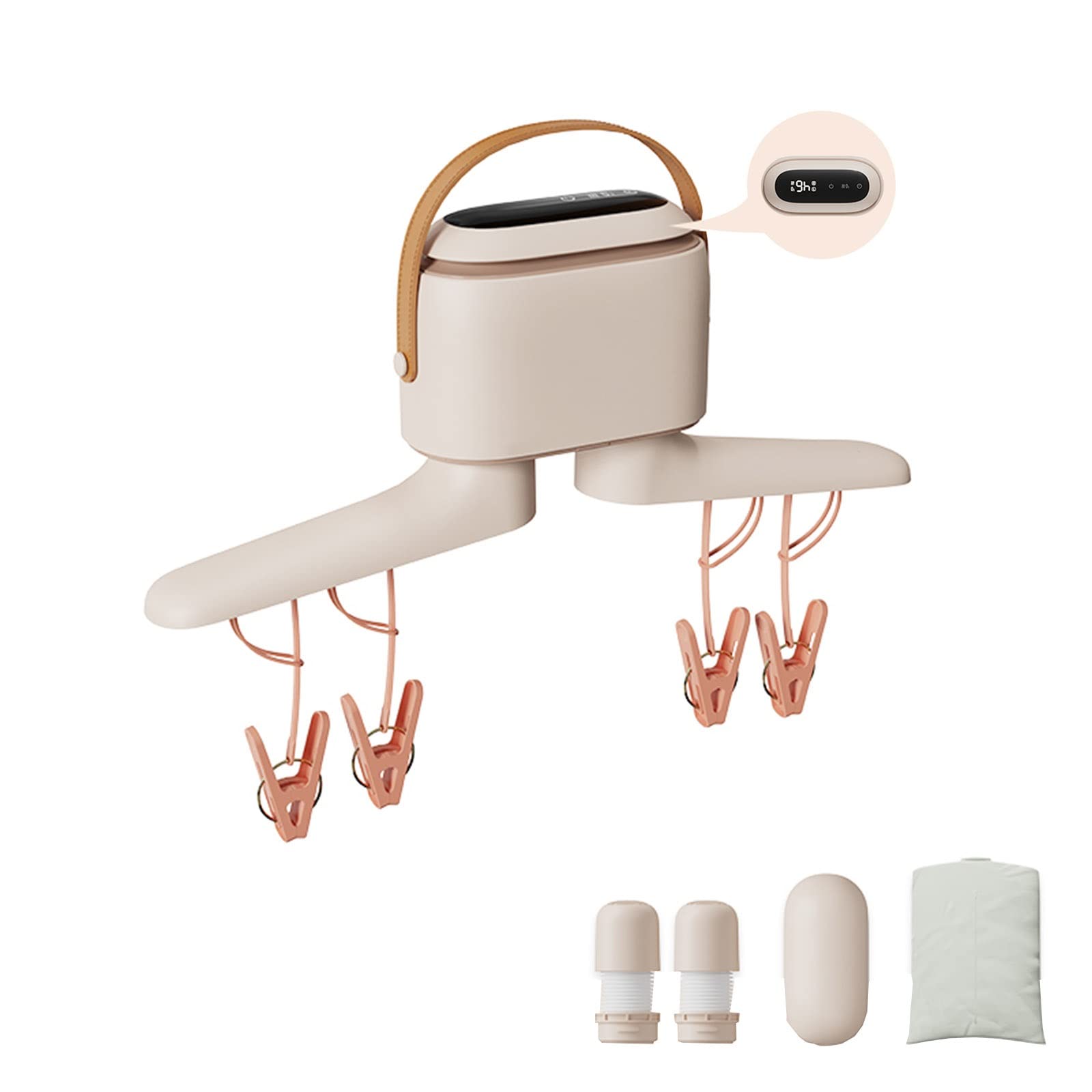 XBLTCM Mini Electric Clothes Drying Rack,Low Noise Clothes Dryer,Portable Dry Machine, Fast Dryer,for Clothes Shoes (Color : Pink)