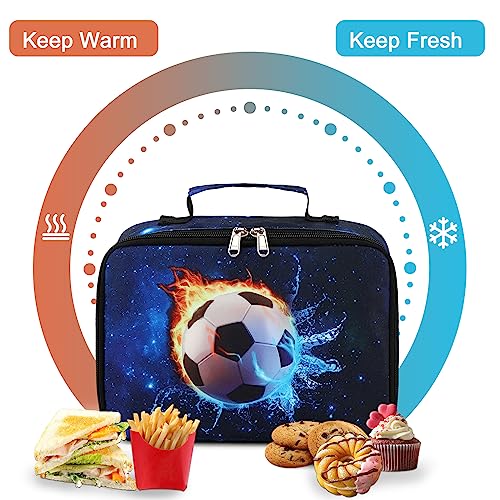 CAMTOP School Backpack for kids, Boys Soccer Backpacks with Lunch Box Football BookBag Set for Kindergarten Elementary (Age 3-10)