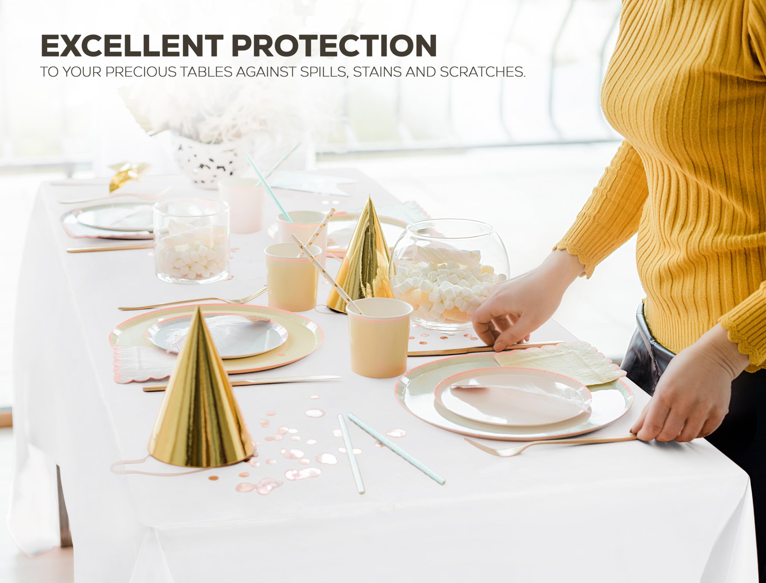 Utopia Kitchen Plastic Table Cloth Disposable (12 Pack - 54x108 Inch) White Rectangle Tablecloth Waterproof Stain Resistant Party Table Cover