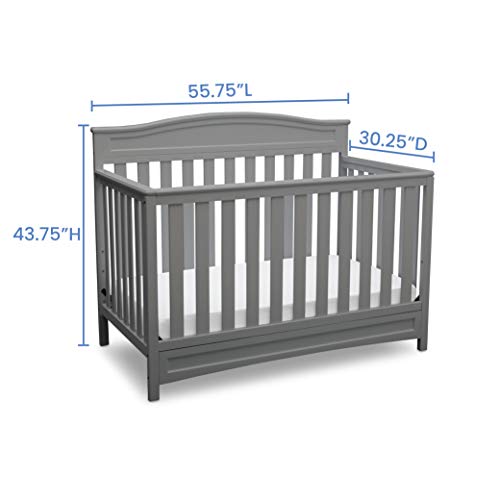 Delta Children Emery 4-in-1 Crib, Grey with Twinkle Stars Crib & Toddler Mattress