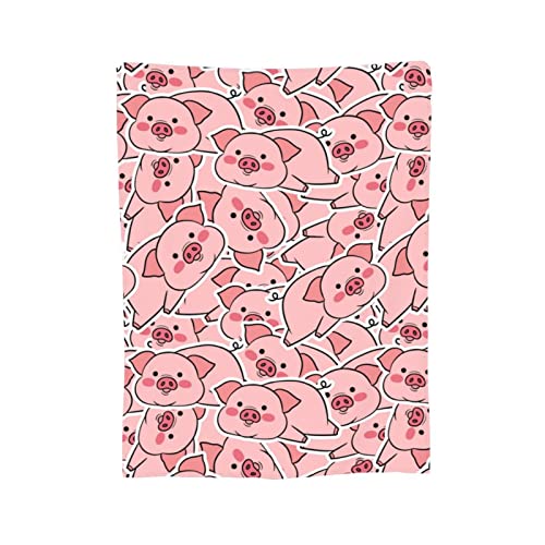 Cartoon Pink Pig Blanket Plush Lightweight Soft Flannel Fleece Throw Blankets Bedding for Bed Sofa Couch Living Room 50"x40"