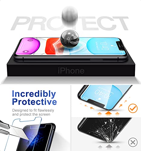CANSHN 3 Pack Screen Protector for iPhone 11 [6.1 inch] + 3 Pack Tempered Glass Camera Lens Protector with Easy Installation Frame, Anti-Scratch, Case Friendly, 9H Hardness, HD Clear Film [6 Pack]