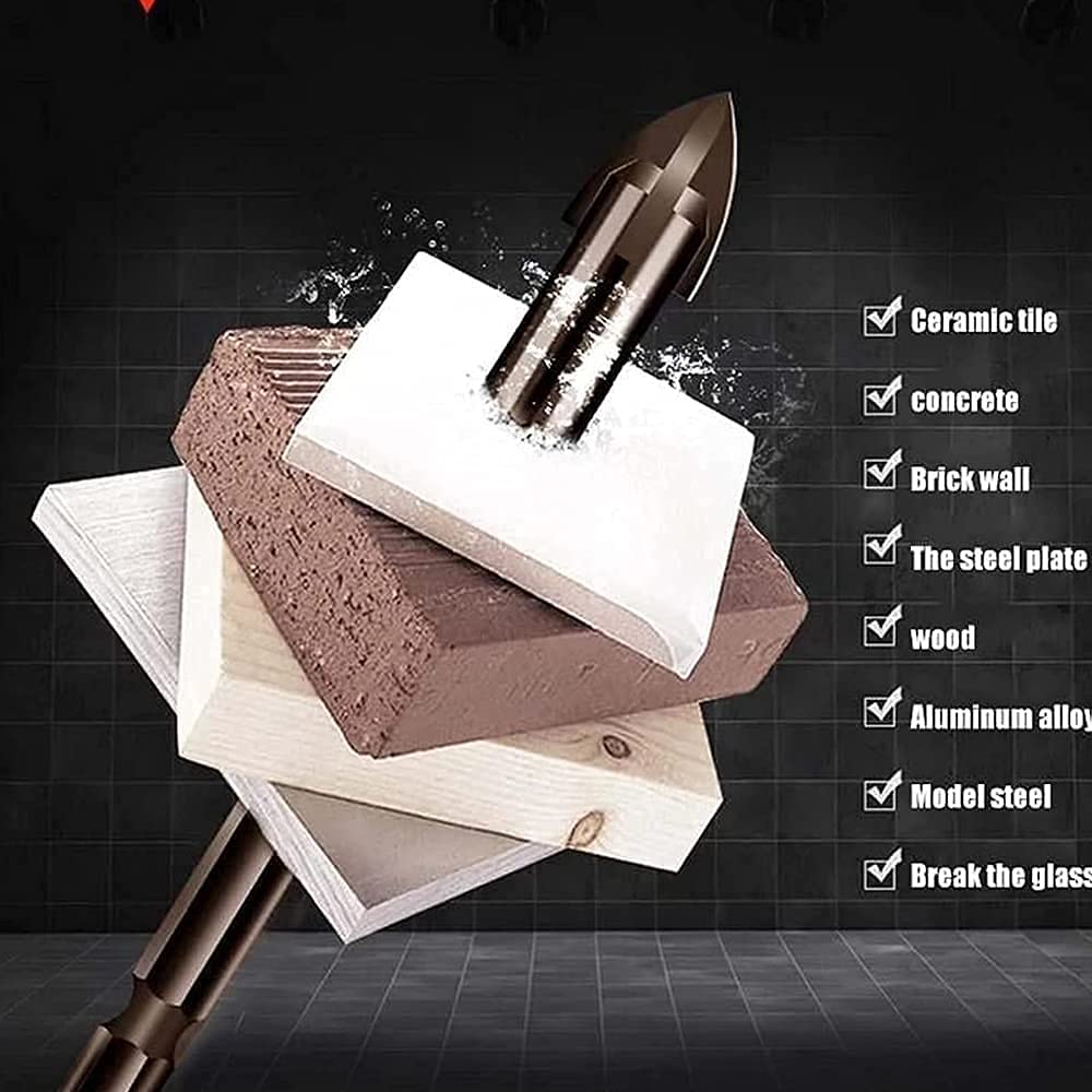 5/7PCS Efficient Universal Drilling Tool, Titanium Combination Drill Tap Bits Set, Triangle Drill Bit, Glass, Tile and Concrete Drill Bit, Multifunctional Cross Alloy Drill Bit Tip Tools (5 PCS)