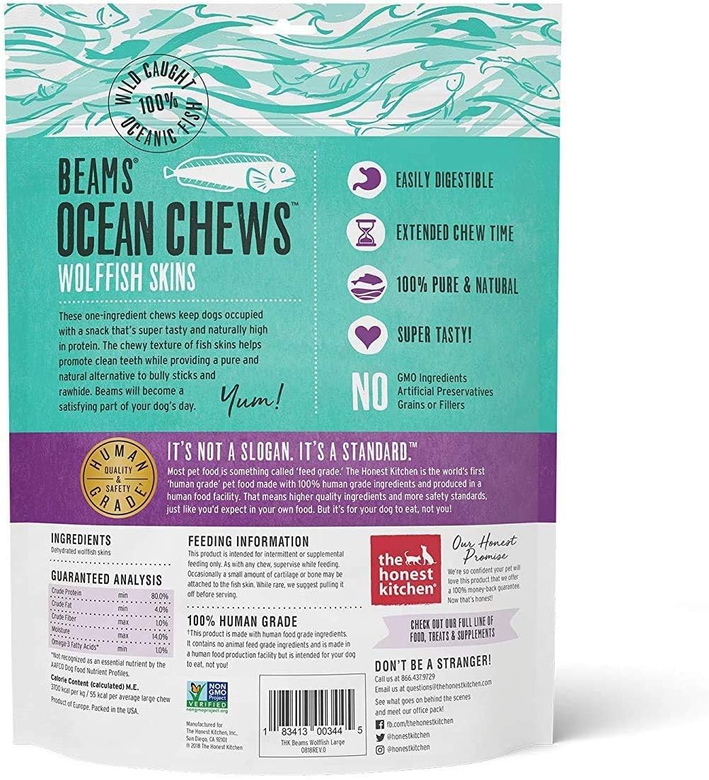 Aurora Pet Bundle Pack (2) Ocean Chews Wolfish Skins Dehydrated Dog Treats (6-oz Pouches) with AuroraPet Wipes