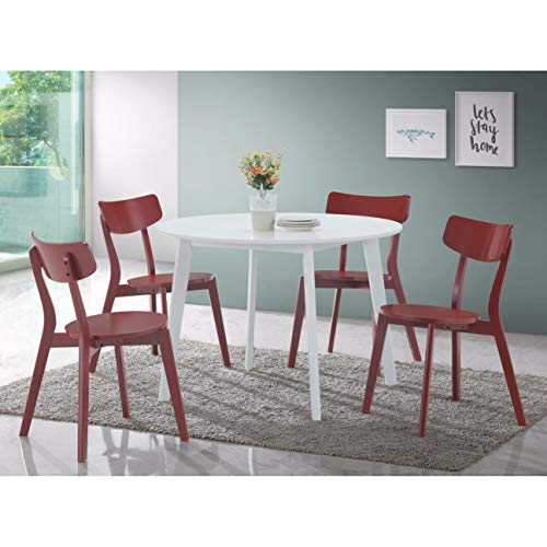 Roundhill Furniture Roma Contemporary Round Dining Table, White