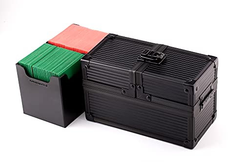 Black Double Metal Deck Box Dice Box for Deck Protector storage Trading Cards TCG Ultra Pro Sleeve MTG Magic FaB YGO Yugioh EDH Commander PTCG TCG