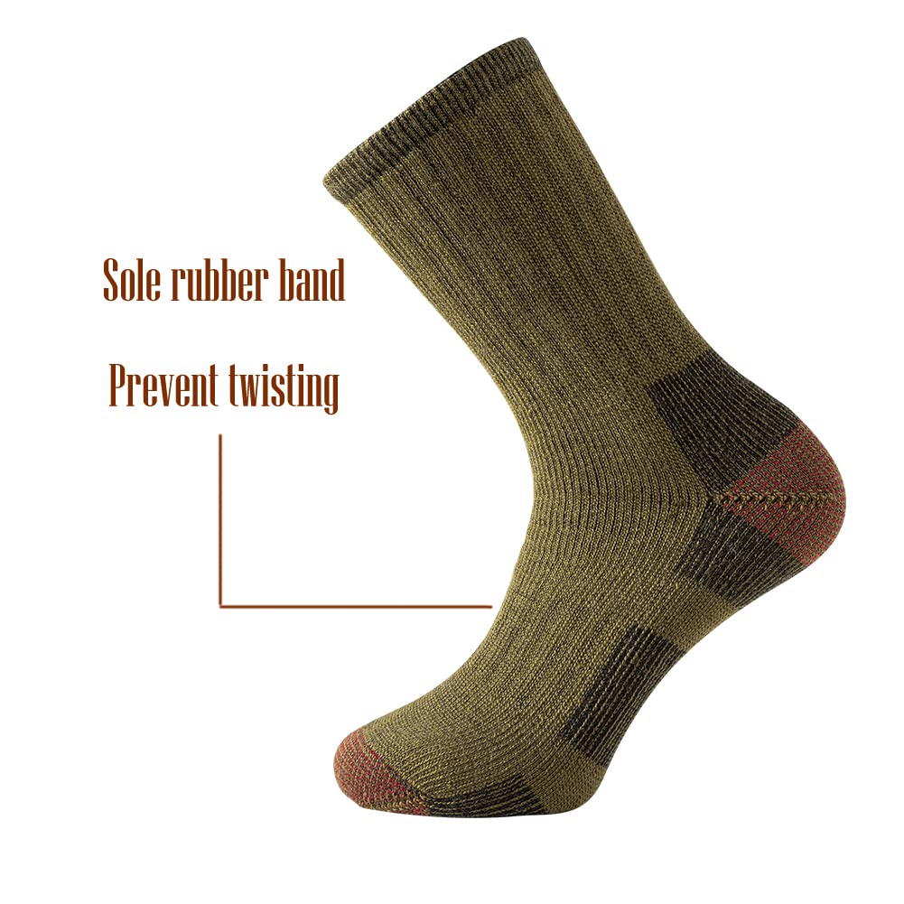 78% Merino Wool Socks for Men ACOL Reinforced Toe Heel Thick Moisture Wicking Terry-Loop Cushioned Outdoor Hiking Running