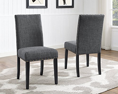 Roundhill Furniture Biony 6-Piece Wood Dining Set with Nailhead Chairs and Bench, Grey