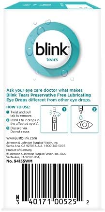 blink Tears Lubricating Eye Drops Mild-Moderate Dry Eye 25 Each,0.01 Fl Oz (Pack of 25)