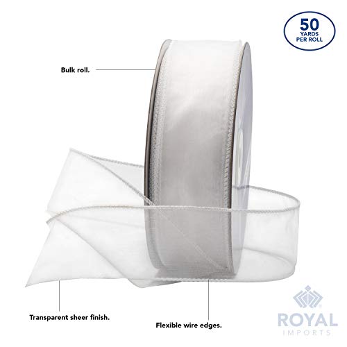 Royal Imports Organza Wired Sheer Ribbon 1.5" (#9) for Floral & Craft Decoration, 50 Yard Roll (150 FT Spool), Royal Blue