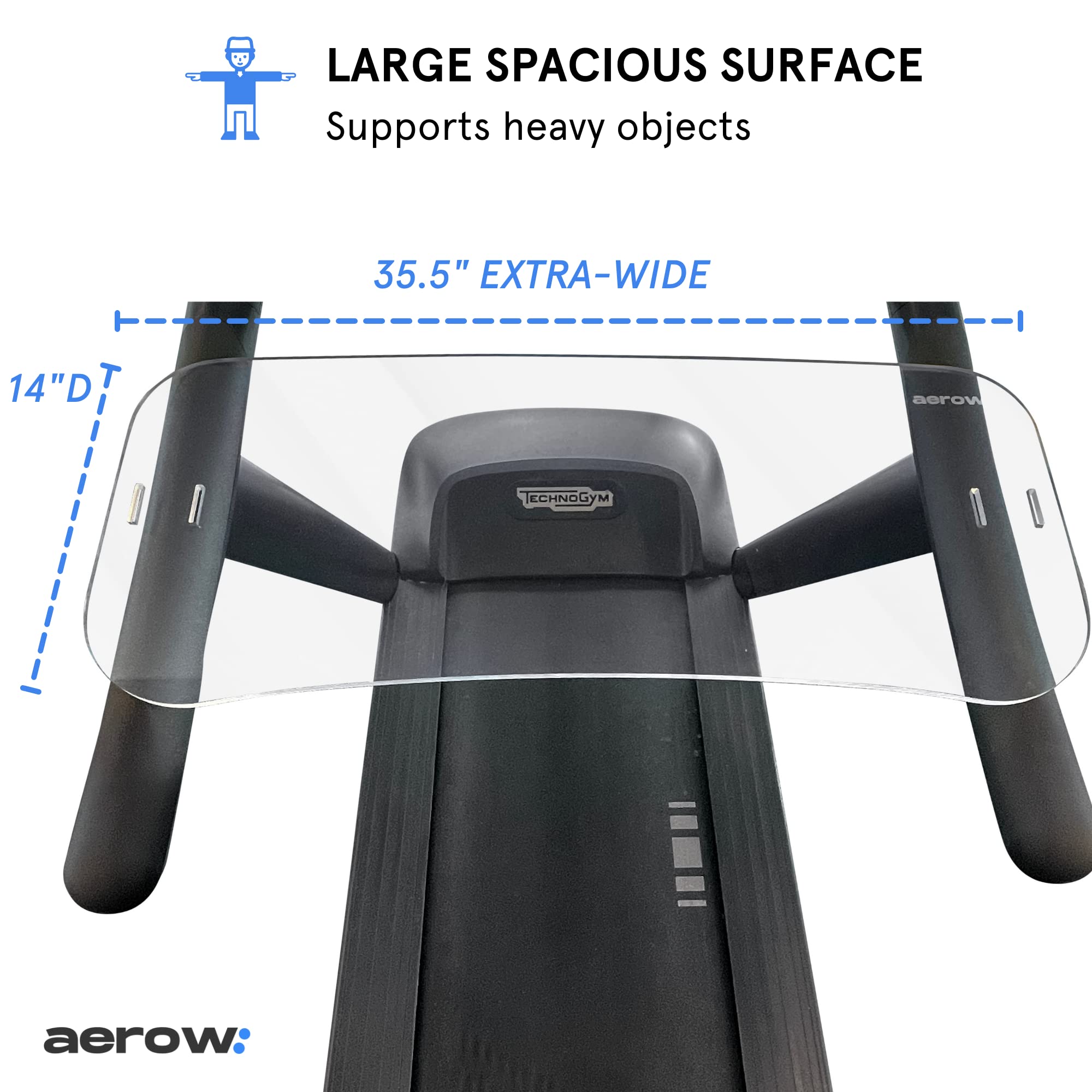 AEROW Treadmill Desk Attachment - Clear Treadmill Laptop Holder - Universal Fit 36" Treadmill Table & Exercise Workstation