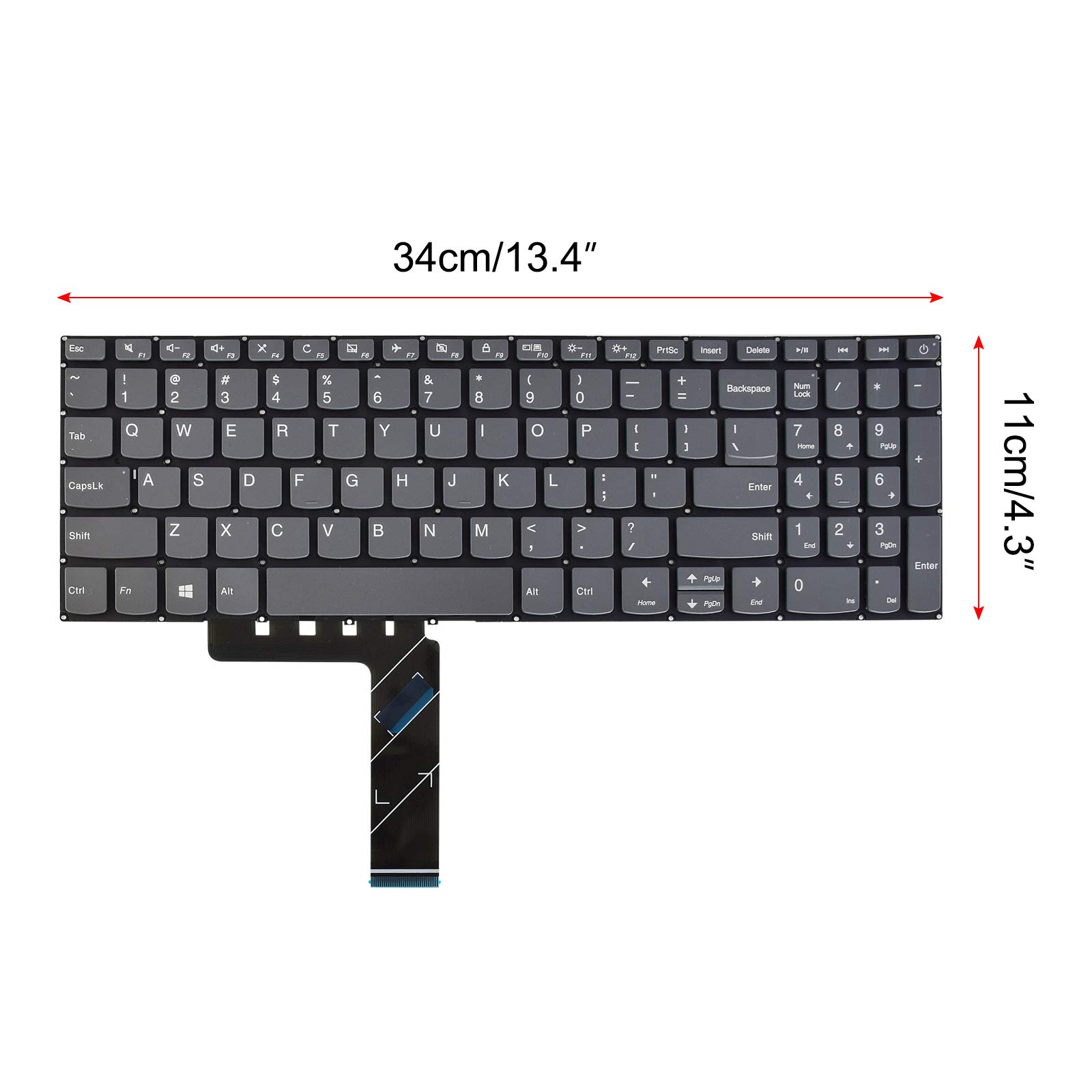 SUNMALL Replacement Keyboard Compatible with Lenovo V145-15AST V320-17isk V320-17ikb.IdeaPad 130-15AST 320-15ABR 320-15AST 320-15IAP 320-17AST 320-17ISK 330-15AST US Layout Grey No Frame