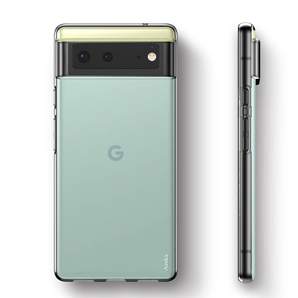 Aeska Clear for Google Pixel 6 Case, [Not for Google Pixel 6 Pro] Slim Thin Flexible Clear TPU [Scratch-Resistant] Gel Rubber Soft Silicone Protective Phone Case Cover for Google Pixel 6 (Clear)