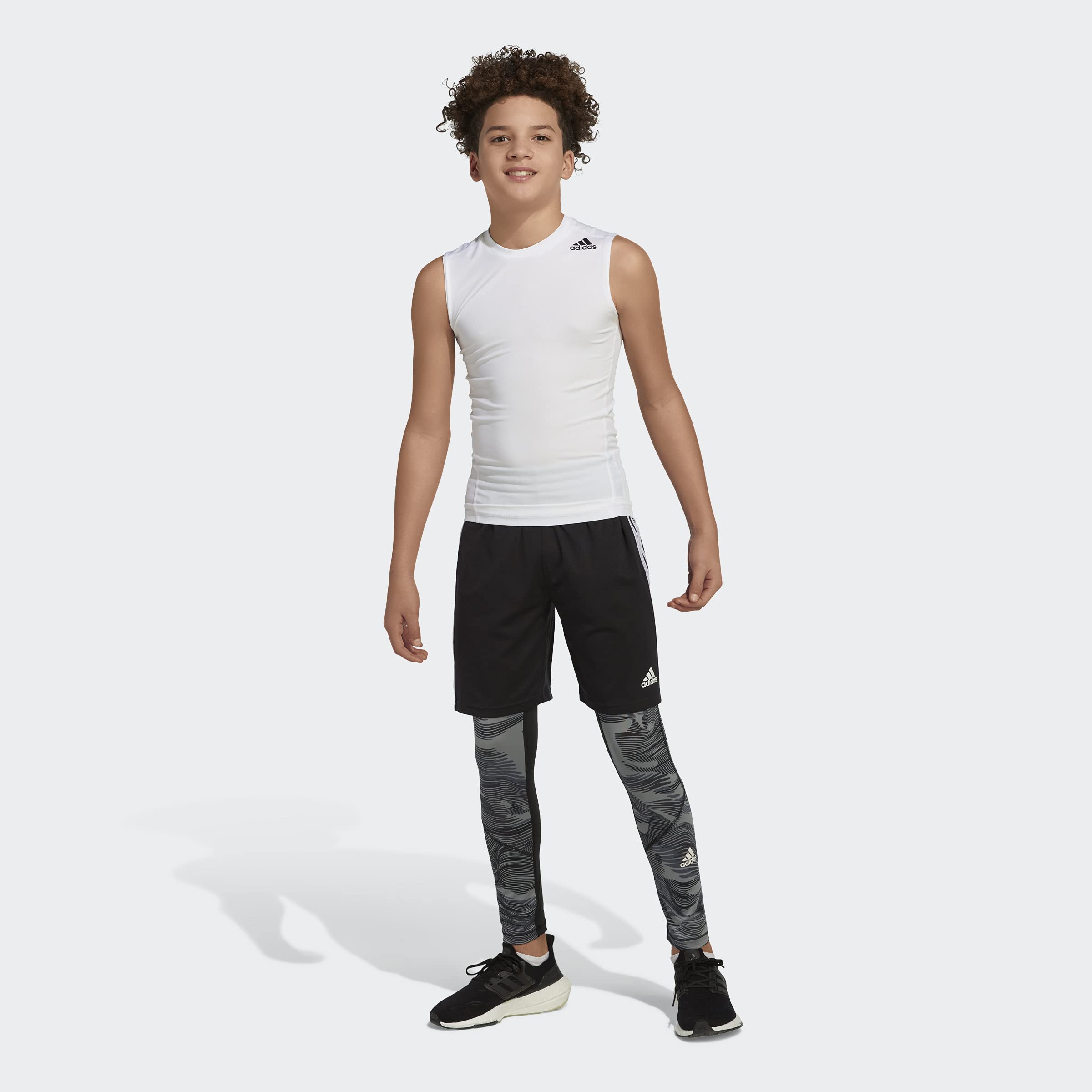 adidas boys Sleeveless Aeroready Tech Fit Top T Shirt, White, Small US