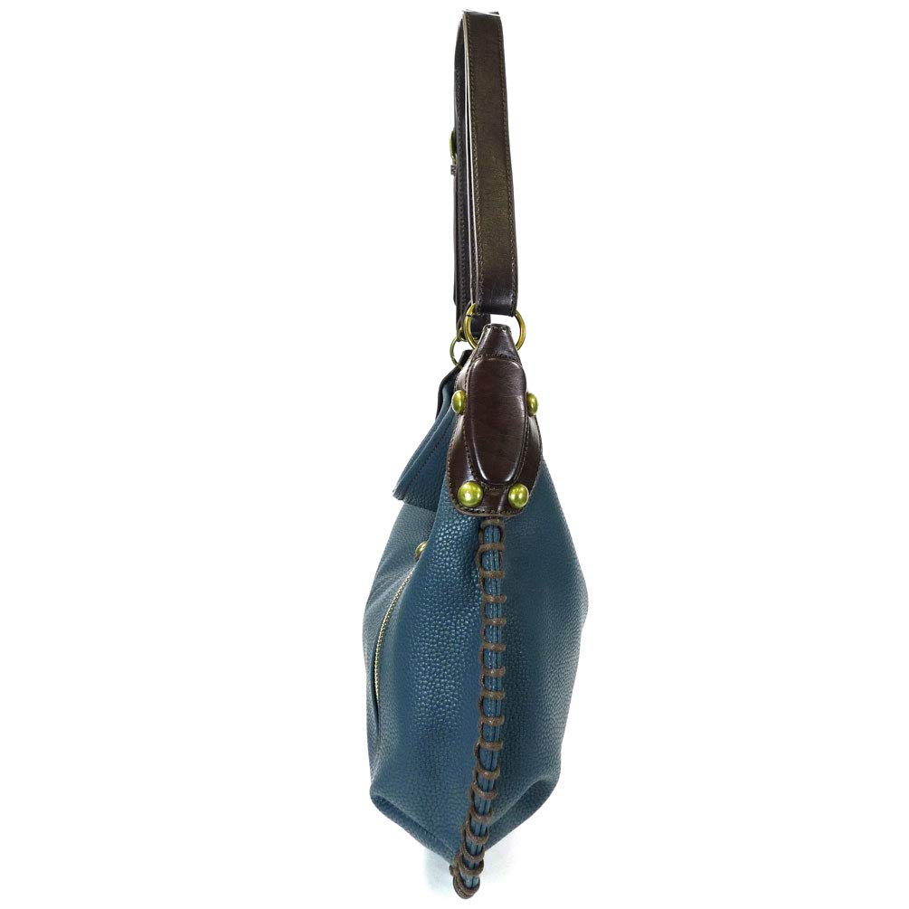 CHALA Handbags, Casual Style, Soft, Large Shoulder or Crossbody Purse with Keyfob - Navy Blue (Rooster)
