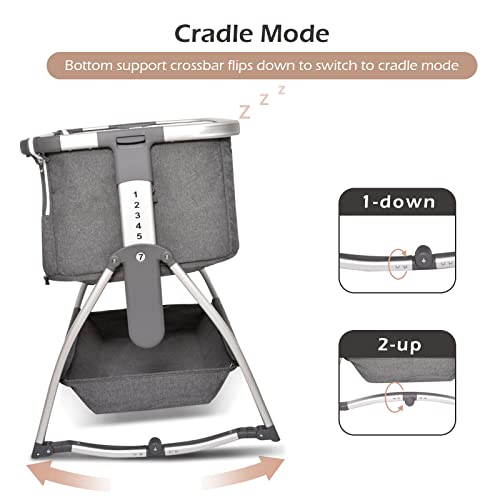 Maydolly Baby Bassinet Bedside Sleeper, 2-in-1 Baby Crib with Mesh Breathable Net, Adjustable Portable Baby Bed for Infant | Newborn Baby Boy & Girl