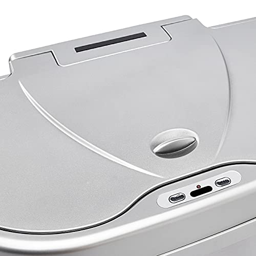 Amazon Basics Automatic Hands-Free Stainless Steel D-Shaped Trash Can, 70 Liter, 3 Bins