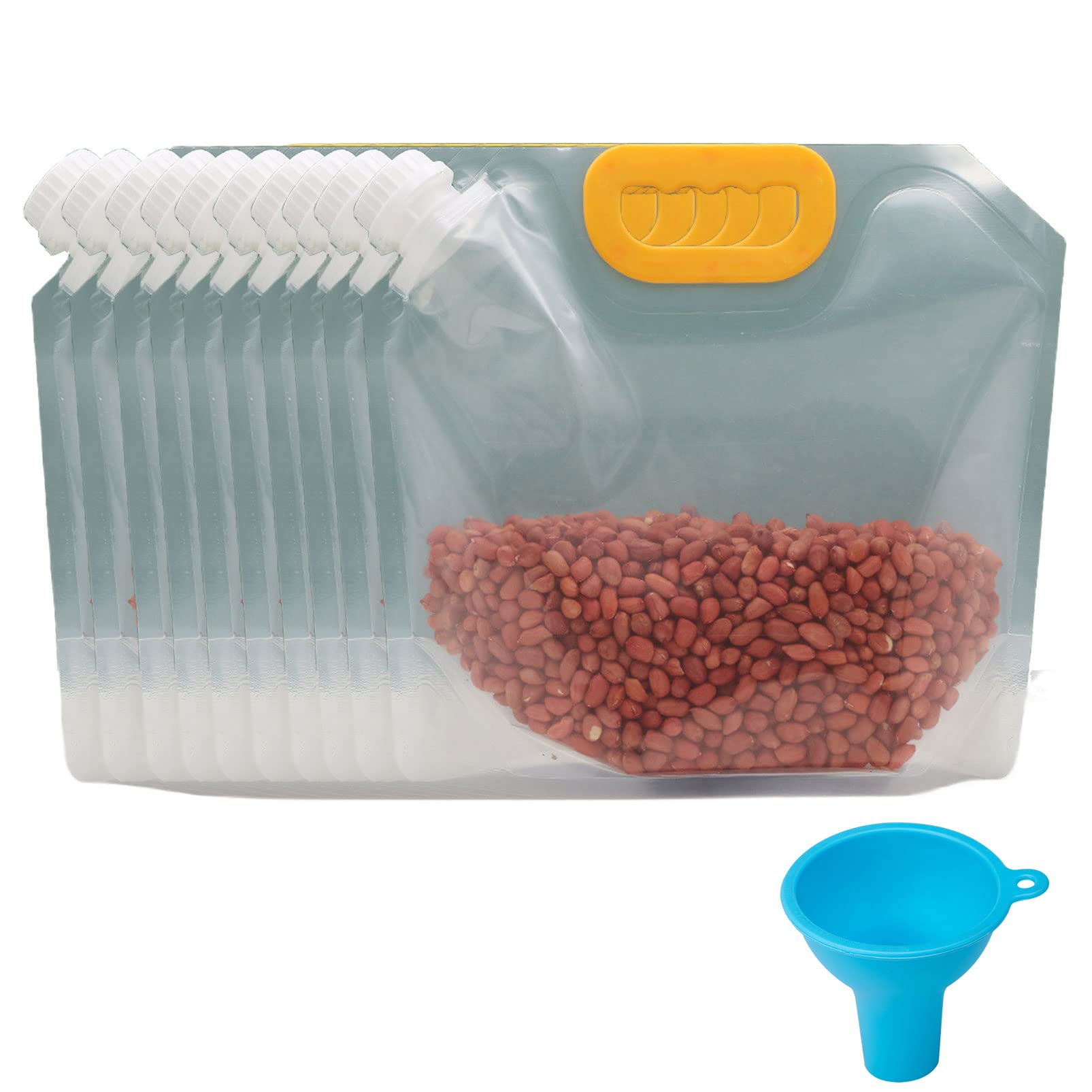 AODGHC Grain Moisture-Proof Sealed Bag,10Pcs Resealable Stand Up Pouches,Transparent Food Sealing Bags,Rice Packaging Bags for Home Kitchen (2.5L Bag with 3.3cm Mouth)