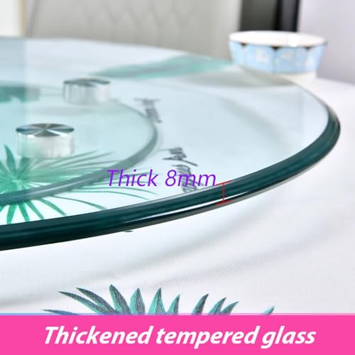 8mm Lazy Susan Turntable 28in Round Tabletop Rotating Serving Plate with Swivel Assist System Base,Heavy Duty Tempered Glass Rotating Plate for Kitchen/Parties ( Color : Clear , Size : 110cm(43in) )