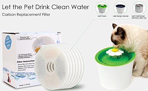 JIAN YA NA [6 Pack Premium Cotton Activated Carbon Replacement Pet Fountain Filters for Catit Design Senses Fountain/Catit Flower Fountain/Catit Senses 2.0