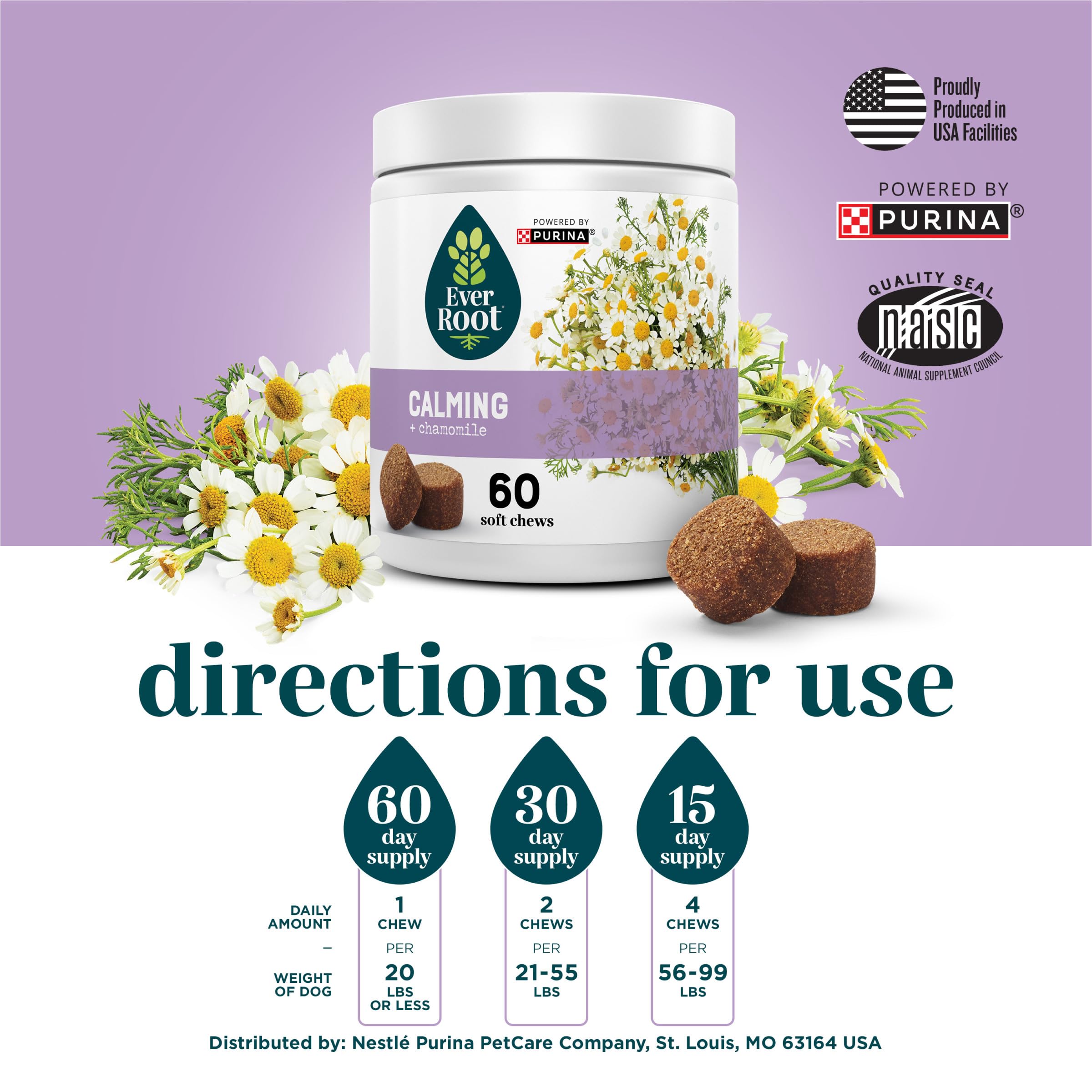 EverRoot By Purina Calming Dog Supplements Soft Chews - 10.6 oz. Canister