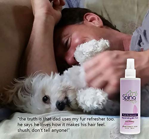 Spina Organics, All-Natural PET Deodorizer Fur Refresher Spray - Rejuvenating Mist with Botanical and Essential Oils, Featuring Primrose Oil in a Floral Scent Made in The USA 9 oz