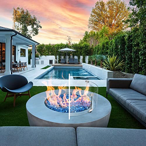 Apromise Fire Pit Wind Guard - 23" x 7" Fire Pit Glass Wind Guard for Round Fire Pit Table | 1/4-Inch Thickness Tempered Glass & Hard Aluminum Corner Brackets